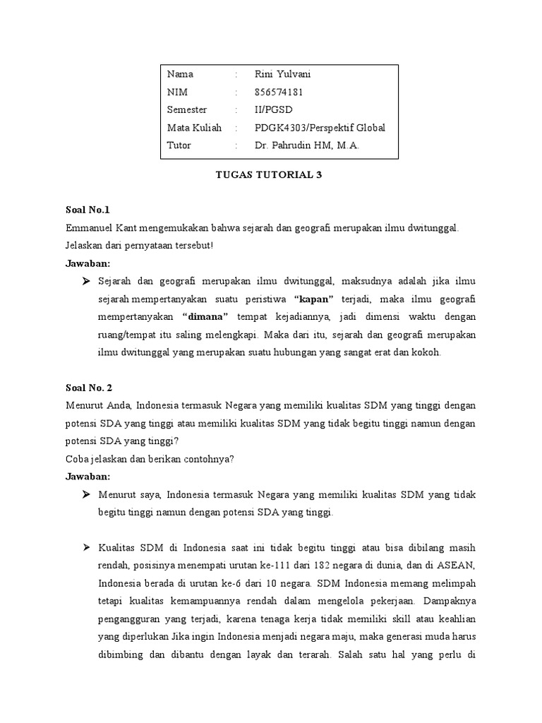 Tugas Tutorial 3 Pers | PDF