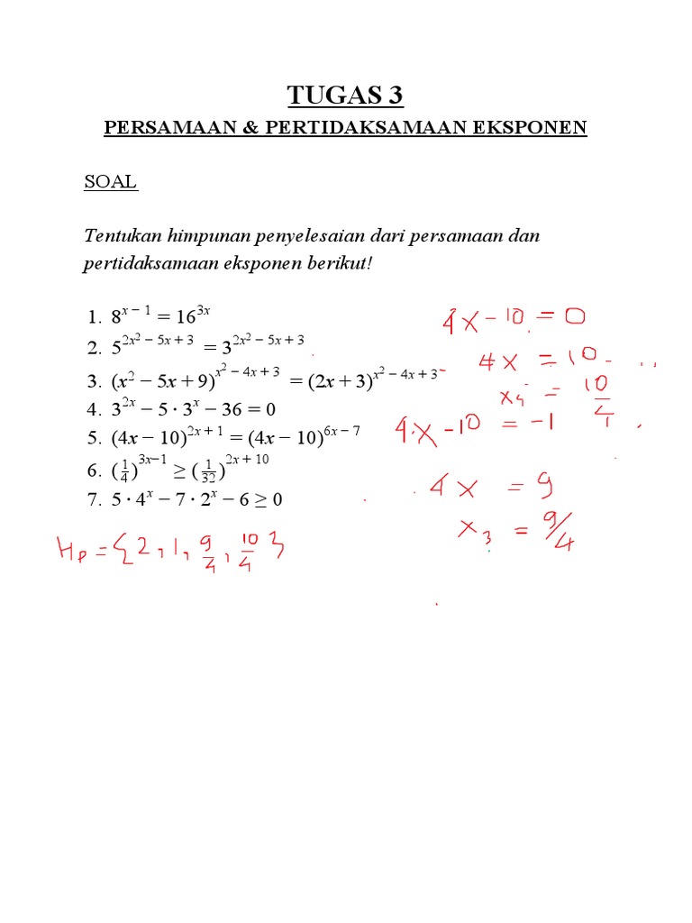 Latihan Soal Persamaan Dan Pertidaksamaan Eksponen | PDF