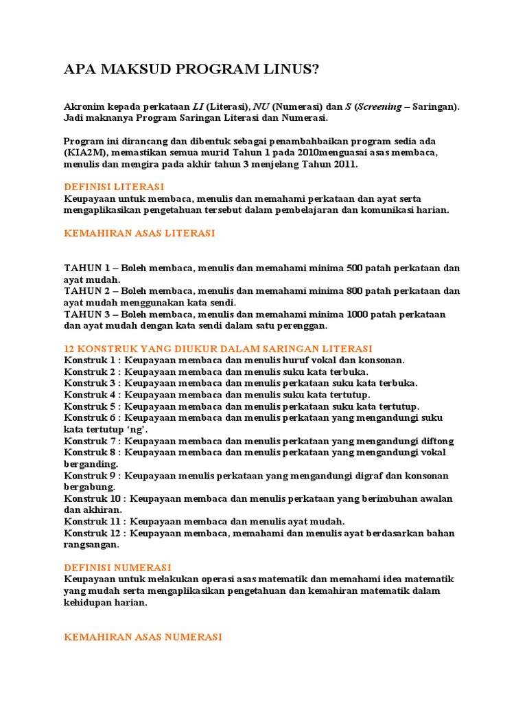 Apa Maksud Program Linus | PDF | Karier & Perkembangan | Seni