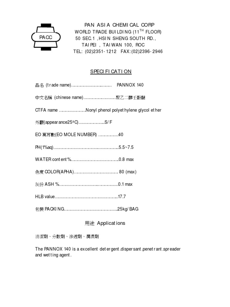 Spec Pannox 140 | PDF