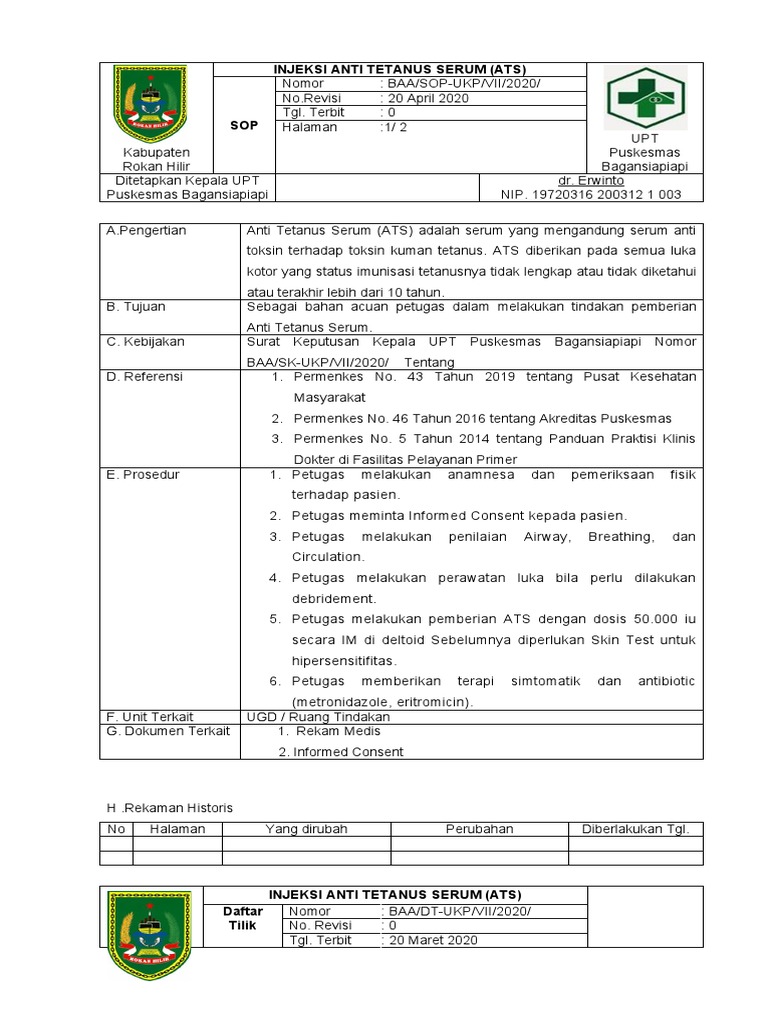 Sop Injeksi Ats | PDF