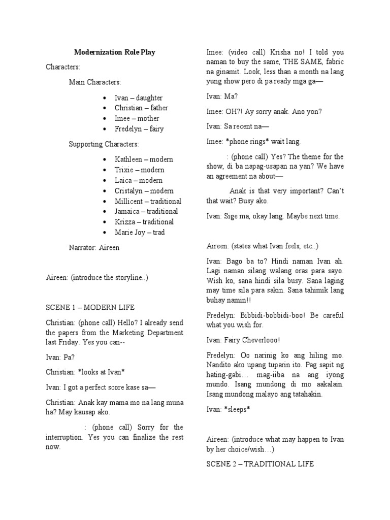 Modernization Role Play Script | PDF