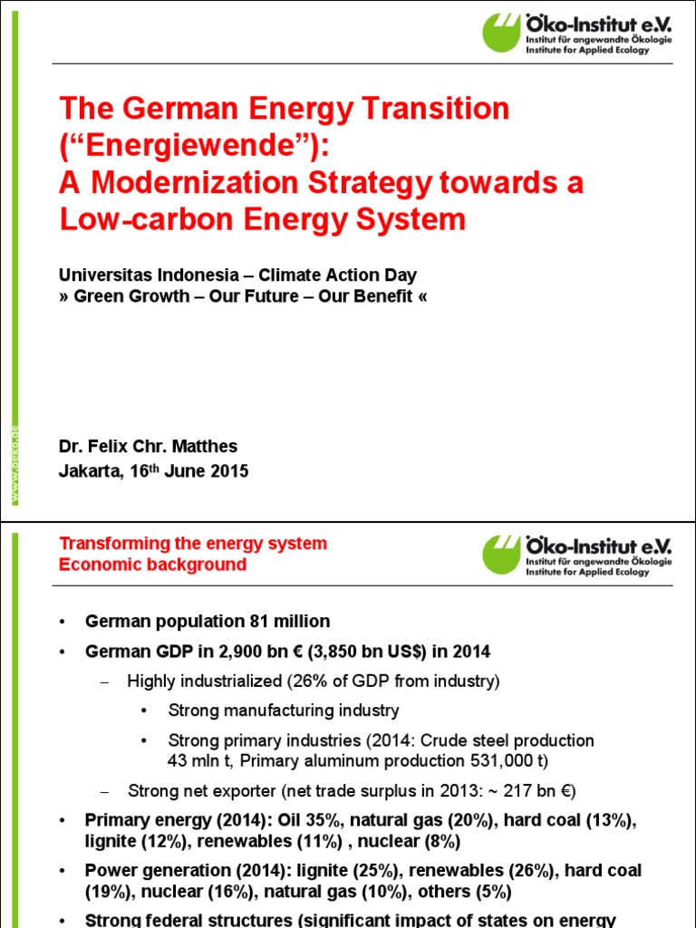 Energy Transition Uni Indonesia Jakarta - Dr. Felix Christian Matthes ...