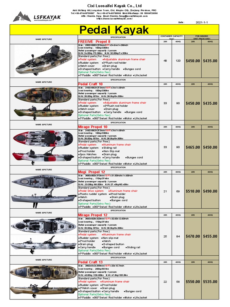 Cixi Luosaifei Kayak Product Catalog | PDF | Kayak | Paddling