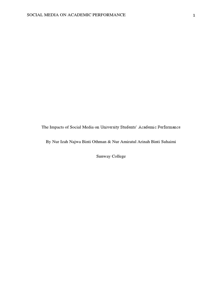 Research Paper The Impact of Social Media On Academic Performance | PDF ...