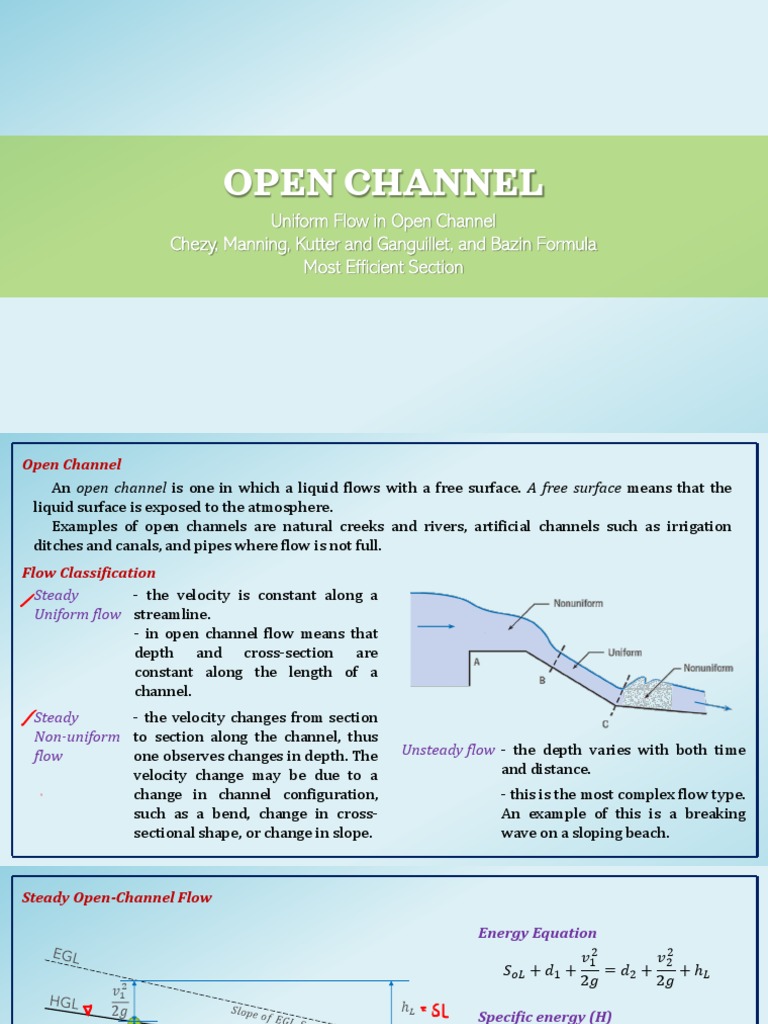 4.1 Open Channels - Uniform Flow | PDF | Continuum Mechanics | Mechanical Engineering