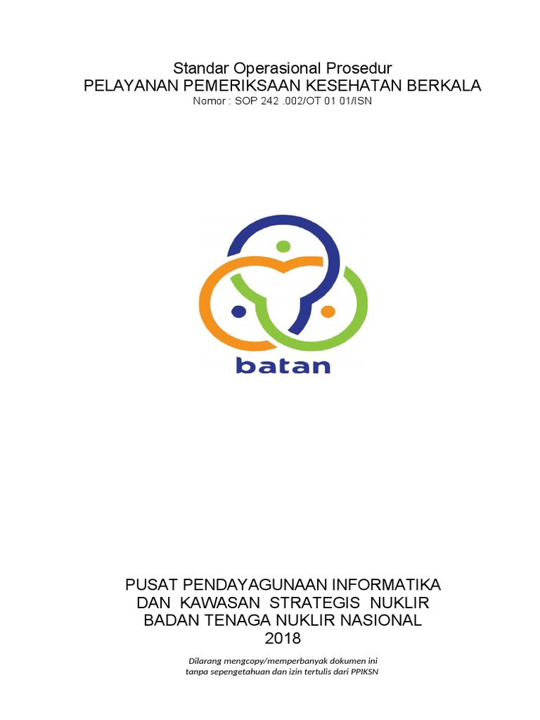SOP 242 Layanan MCU Klinik 2018-Dikonversi | PDF