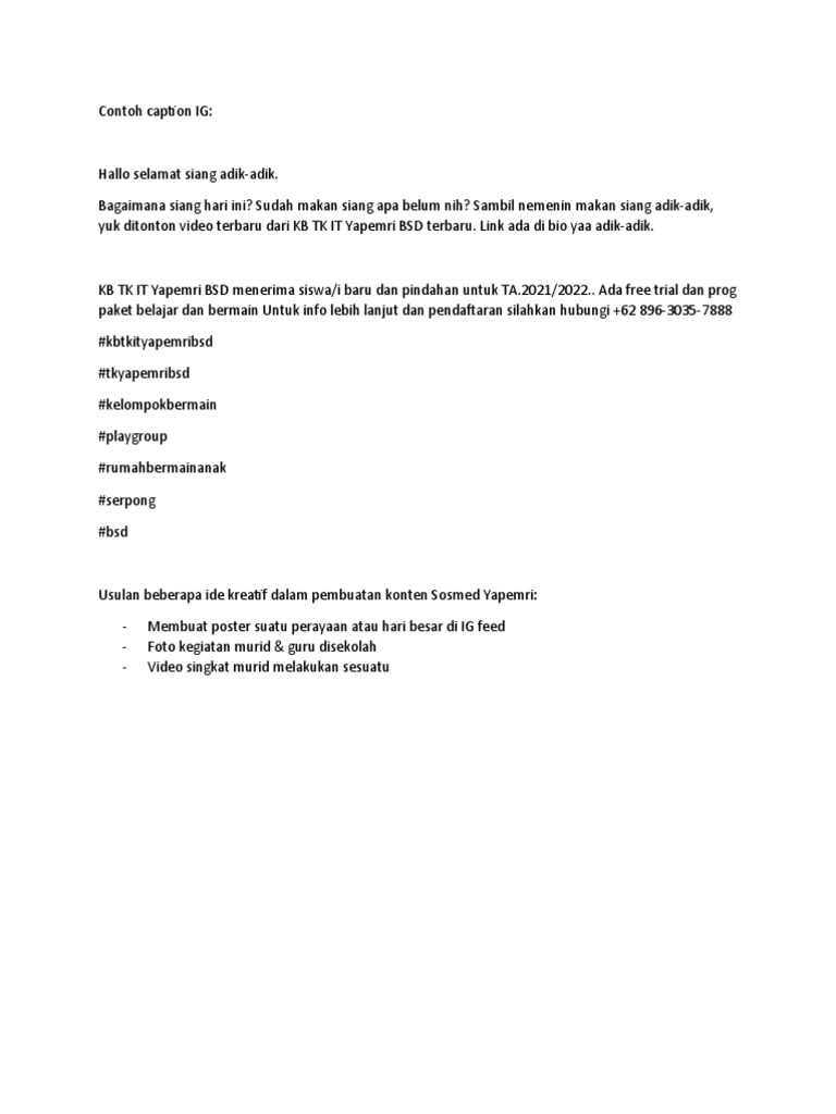 Contoh Caption IG | PDF