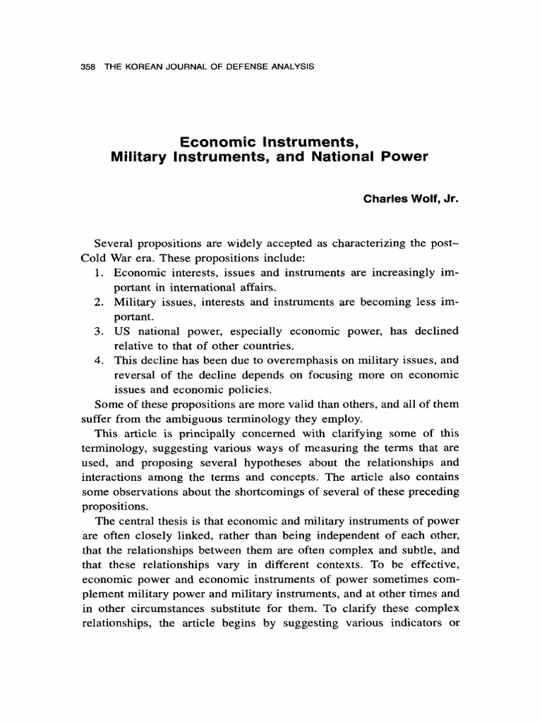 Economic Instrument Military Instrument and National Power | PDF | Gulf ...