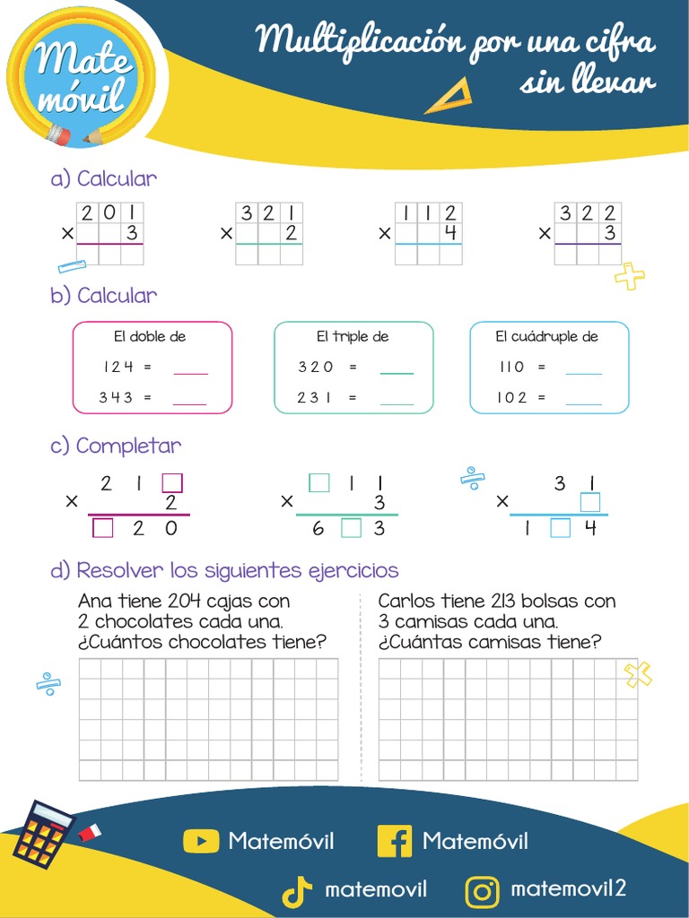 Multiplicación Por Una Cifra Sin Llevar | PDF