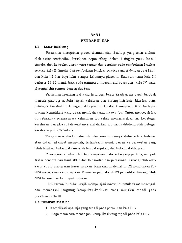 Perubahan Fisiologis Kala 3 | PDF