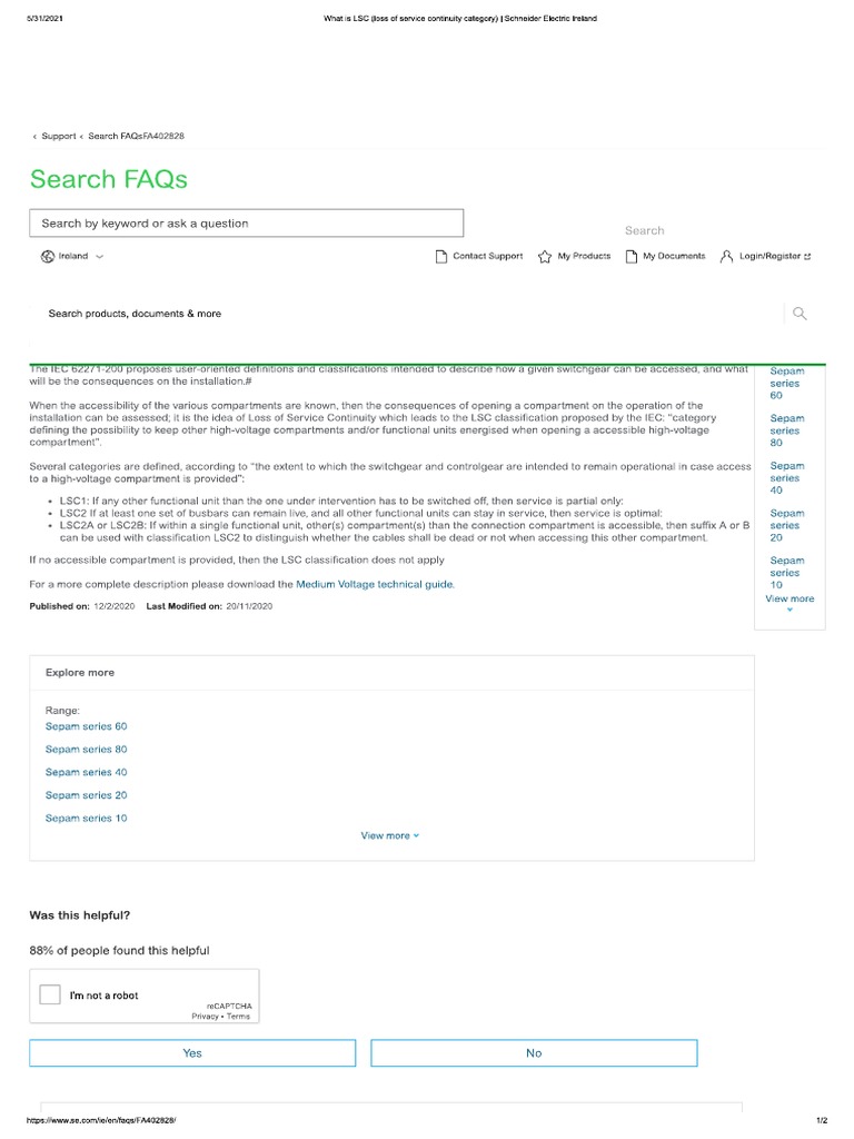 What Is LSC (Loss of Service Continuity Category) - Schneider Electric ...