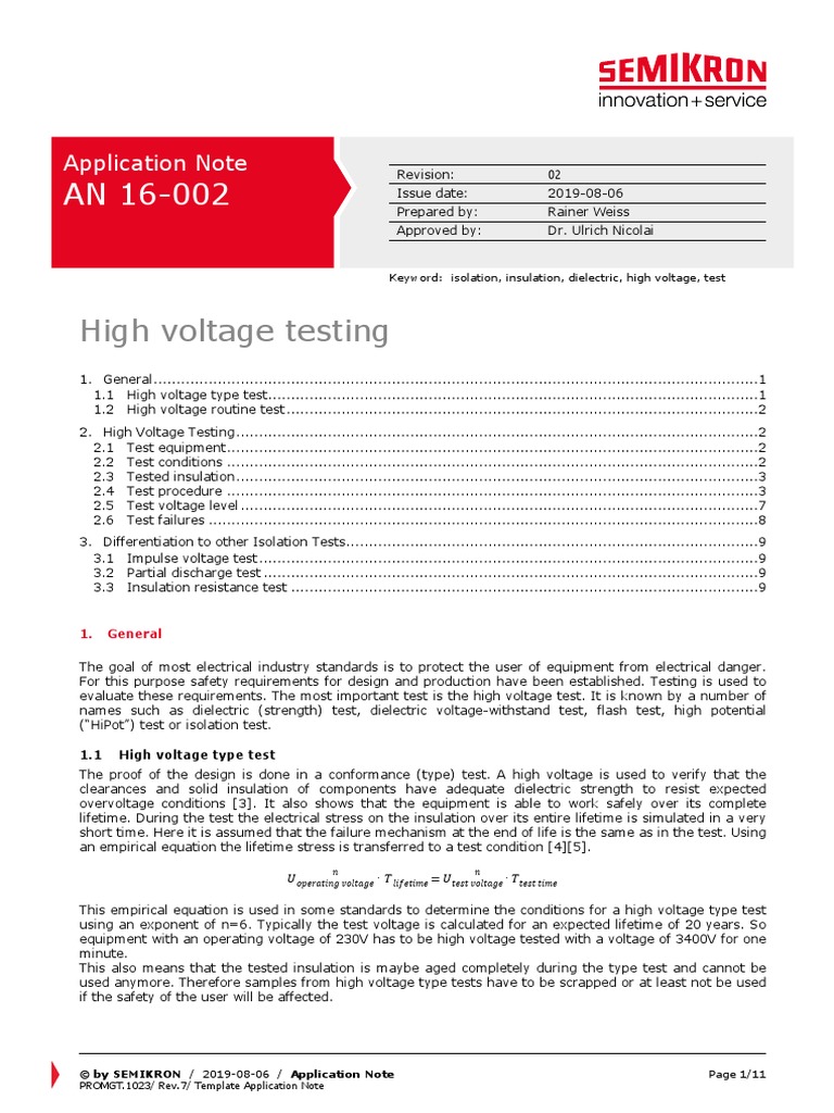 High Voltage Testing: Application Note | PDF | Electrical Breakdown ...