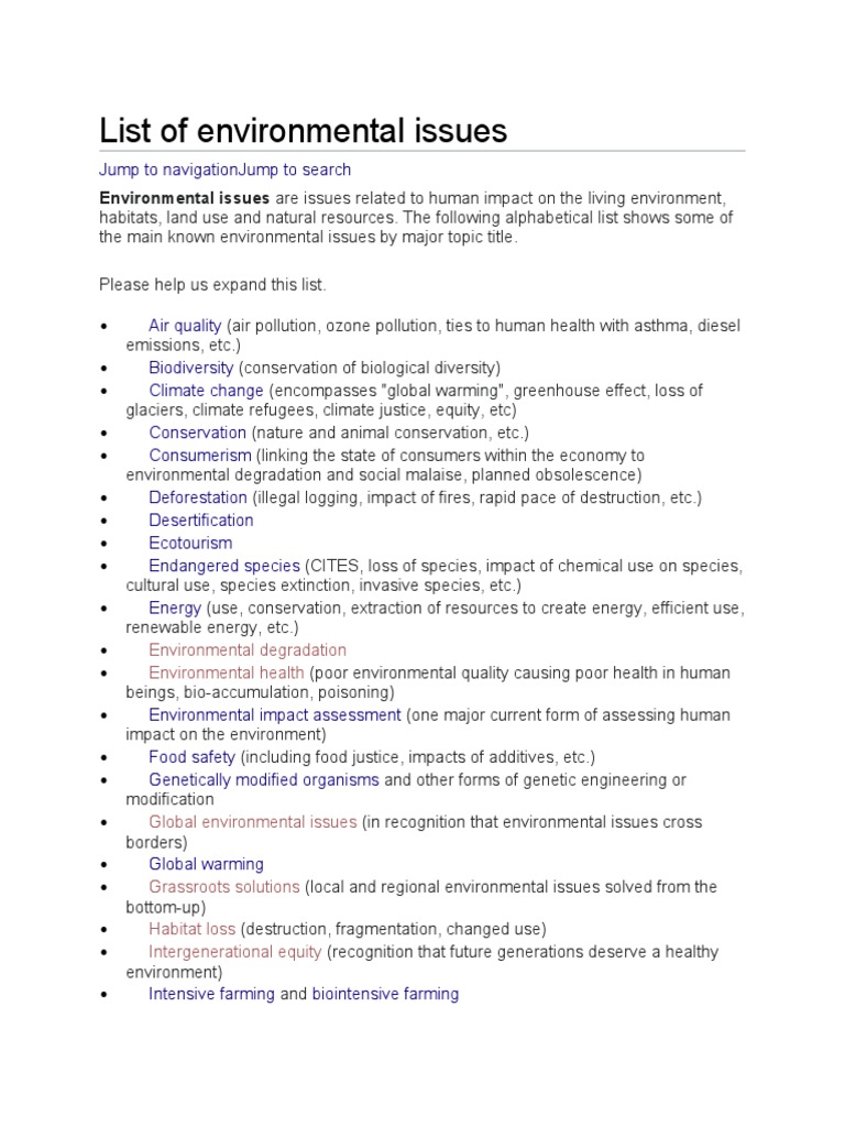 List of Environmental Issues | PDF | Habitat Destruction ...