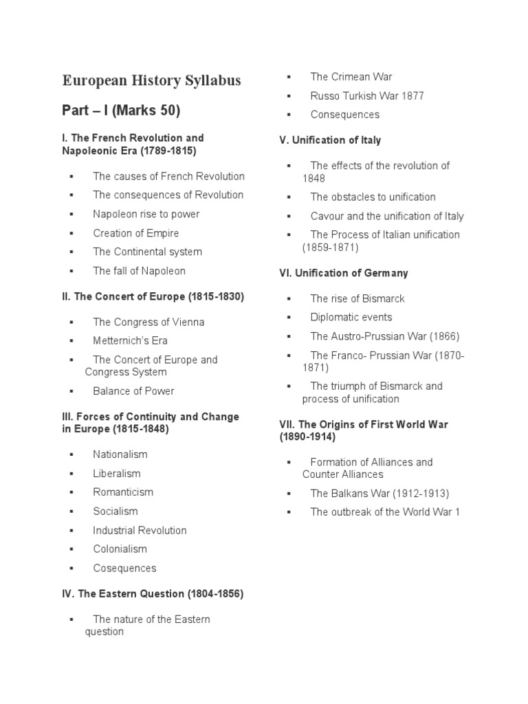 European History Syllabus | Download Free PDF | Europe Travel | Global ...