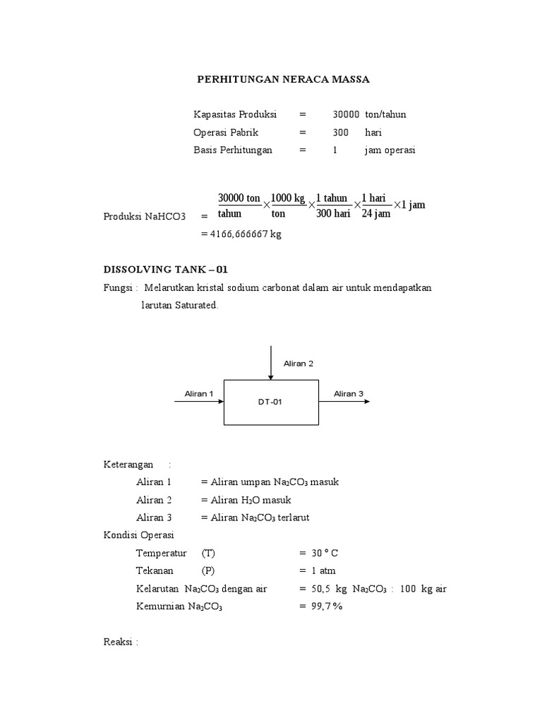 lAMPIRAN PERHITUNGAN NERACA MASSA | PDF