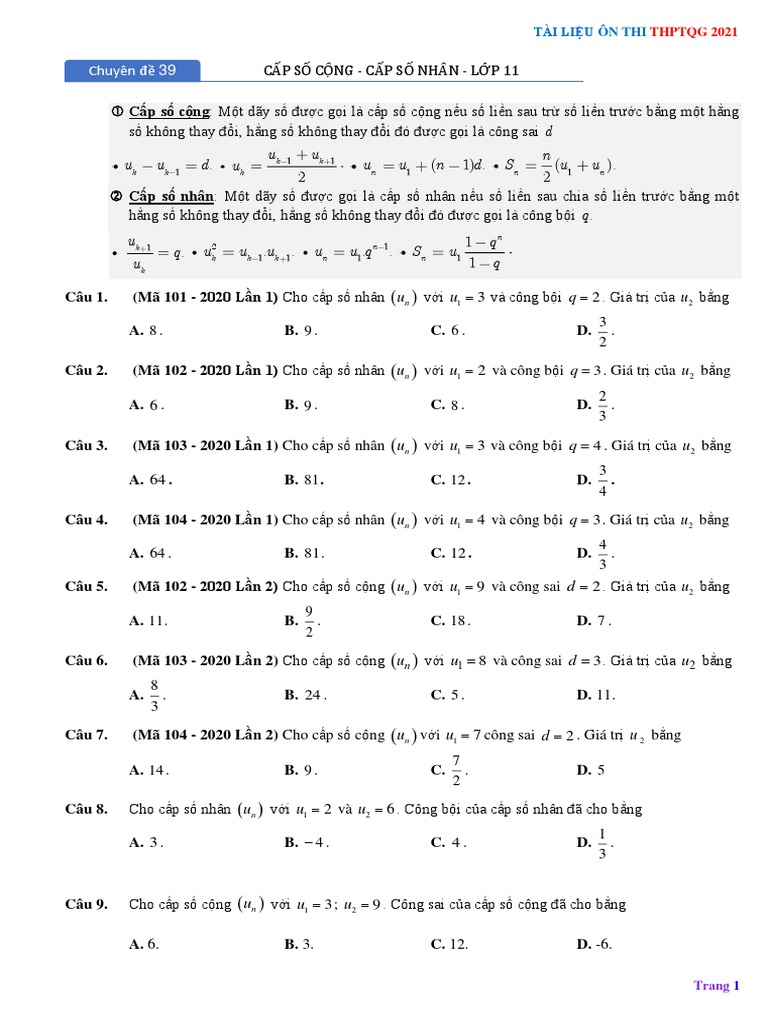 Cap So Cong - Cap So Nhan | PDF