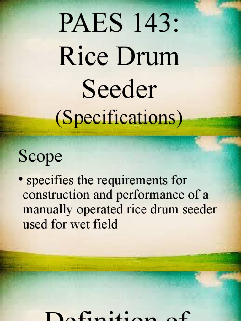 Review - Rice Drum Seeder | PDF | Seed | Specification (Technical Standard)