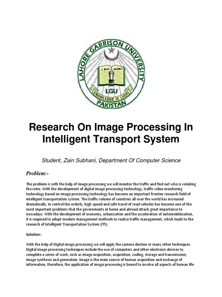 Zain Subhani 153 Research On Image Processing in Intelligent Transport ...