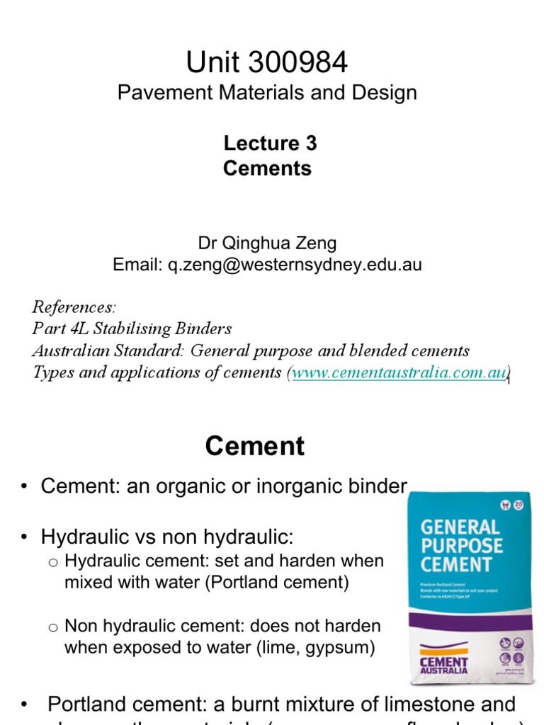 Lecture - 03 Cement | PDF | Concrete | Cement