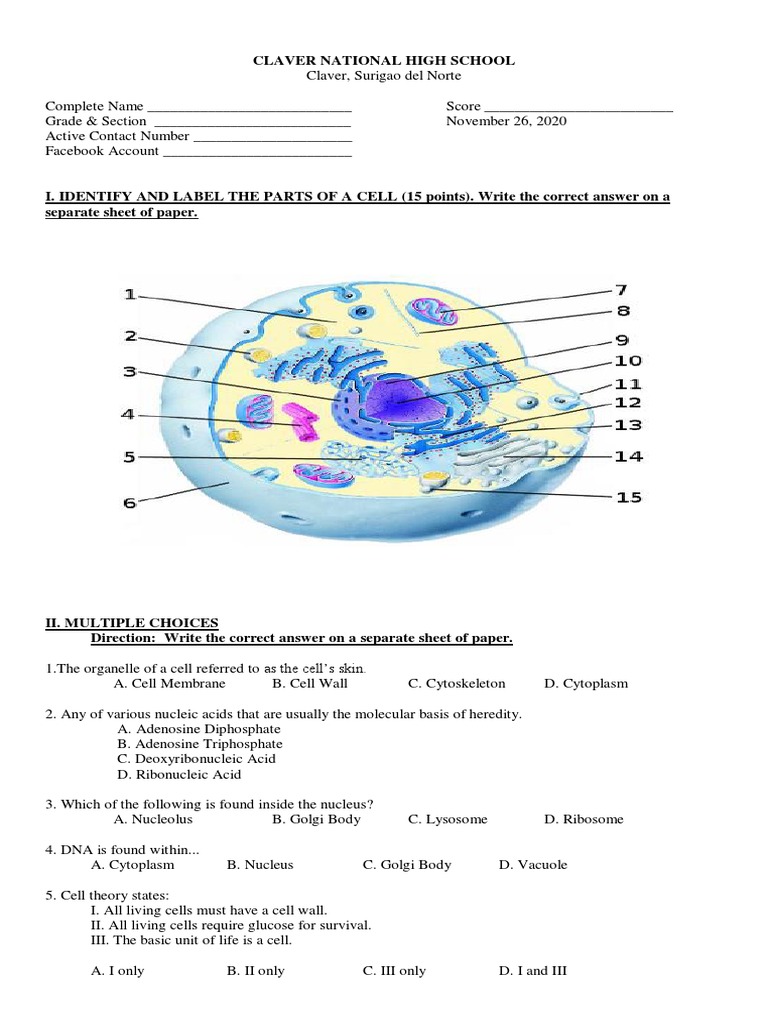 General Biology 1 Quiz | PDF | Cell (Biology) | Life
