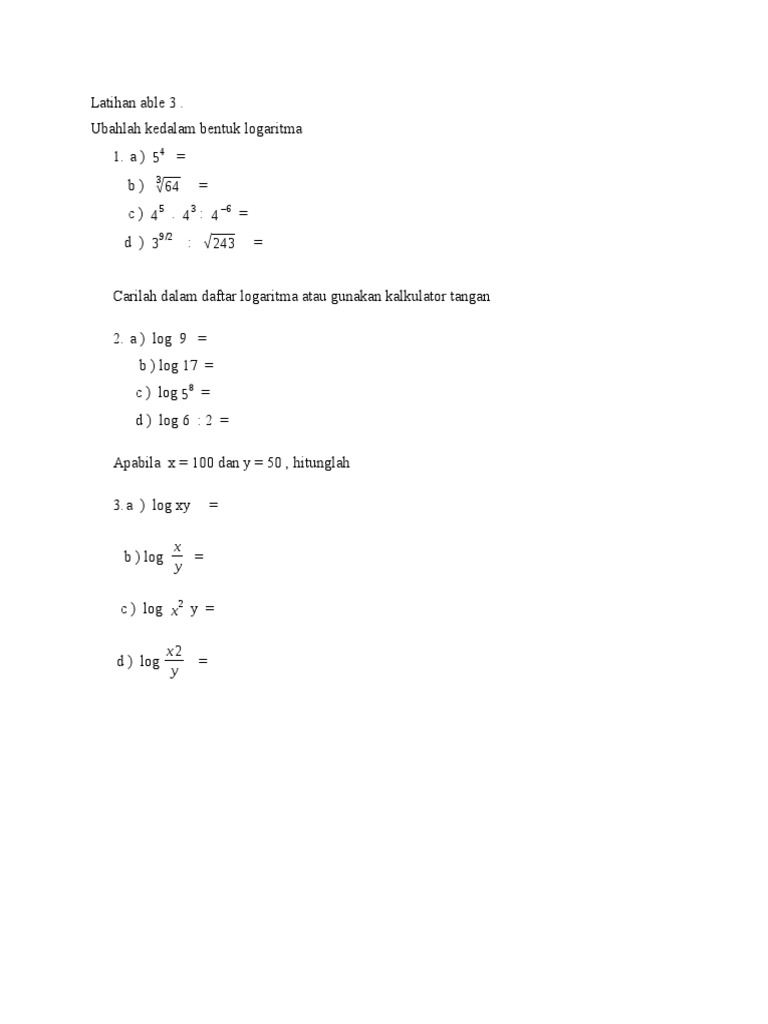 Latihan Logaritma dan Eksponen | PDF