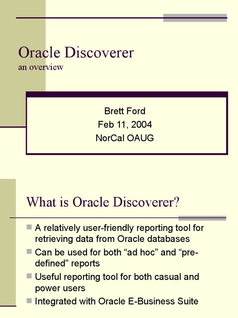 Overview of Oracle Discoverer Reports | PDF | Computers