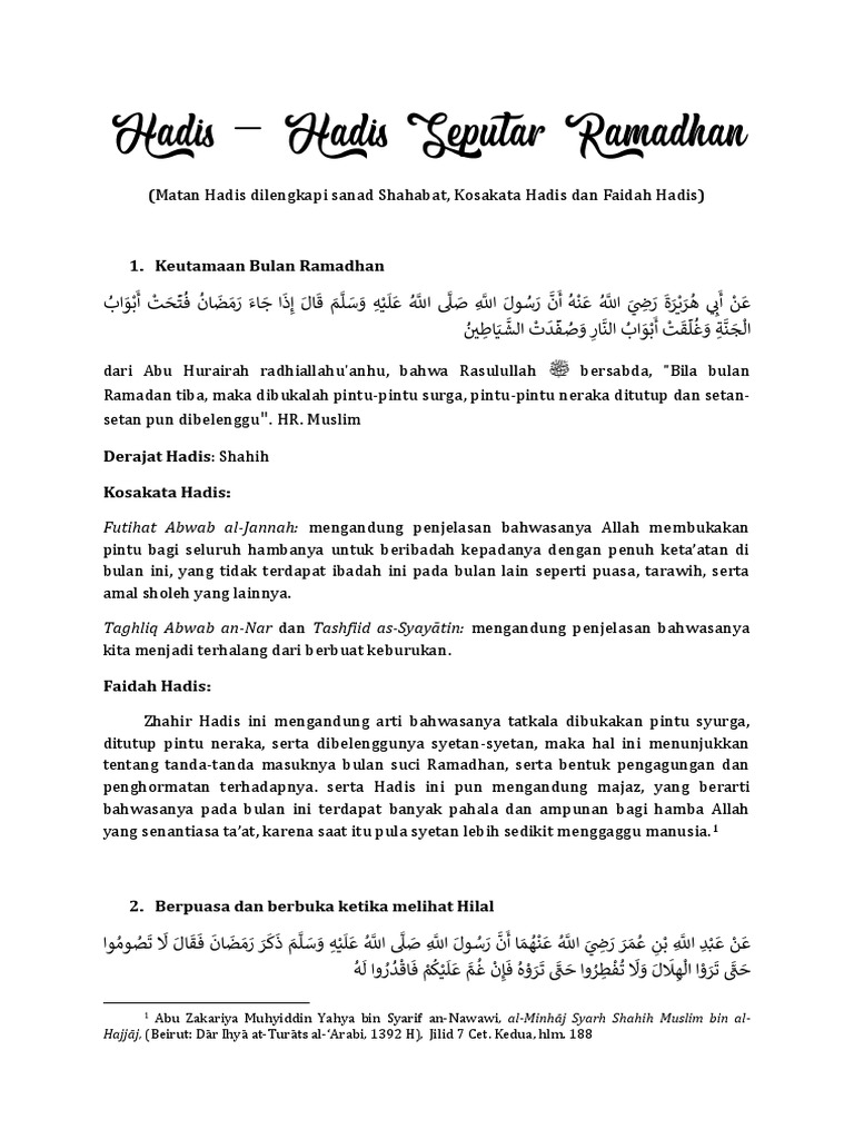 Hadis - Hadis Ramadhan | PDF