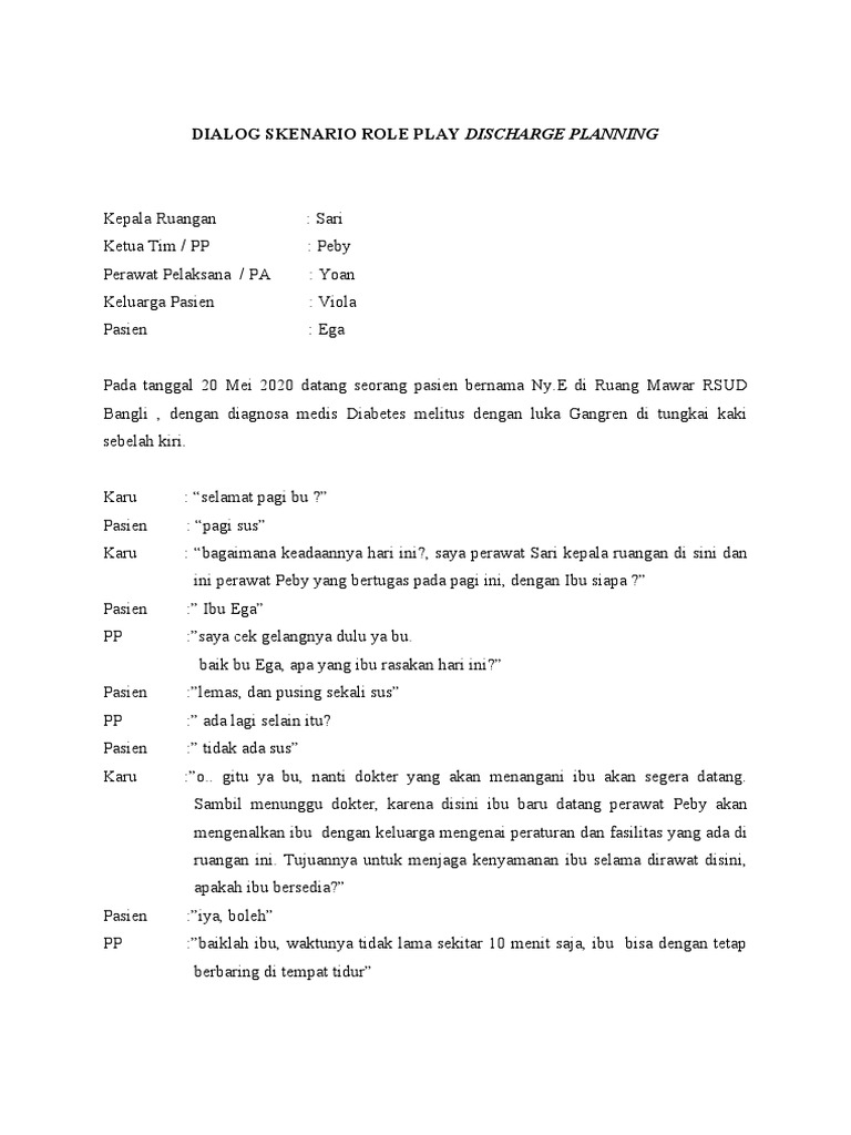 DISCHARGE PLANNING ROLE PLAY | PDF
