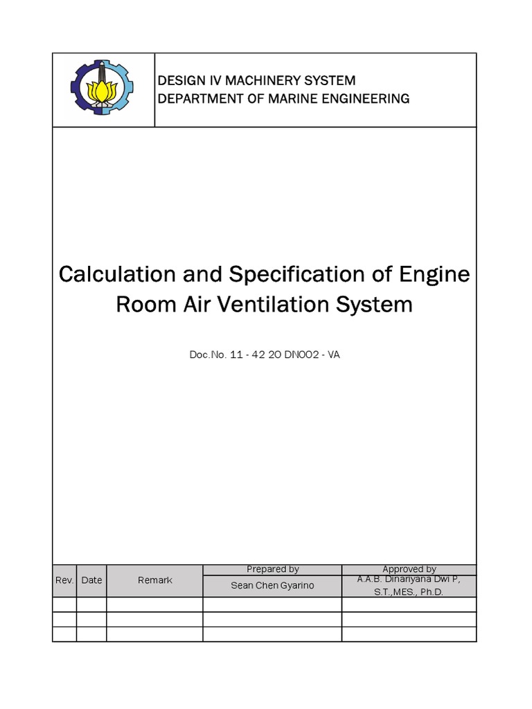 Calculation and Specification of Engine Room Air Ventilation System ...