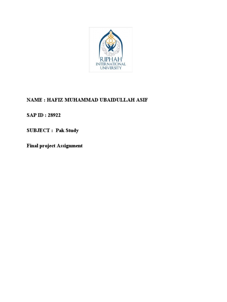 HAfiz Ubaidullah 28922 Final Assignment Pakstudy | PDF | Government | Wellness