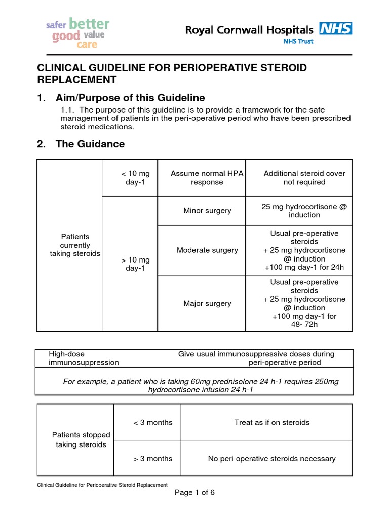 Perioperative Steroid Replacement | PDF | Corticosteroid | Anesthesia