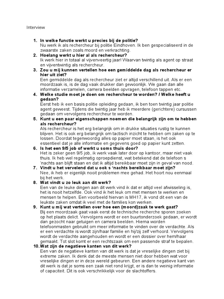 Interview Vragen | PDF