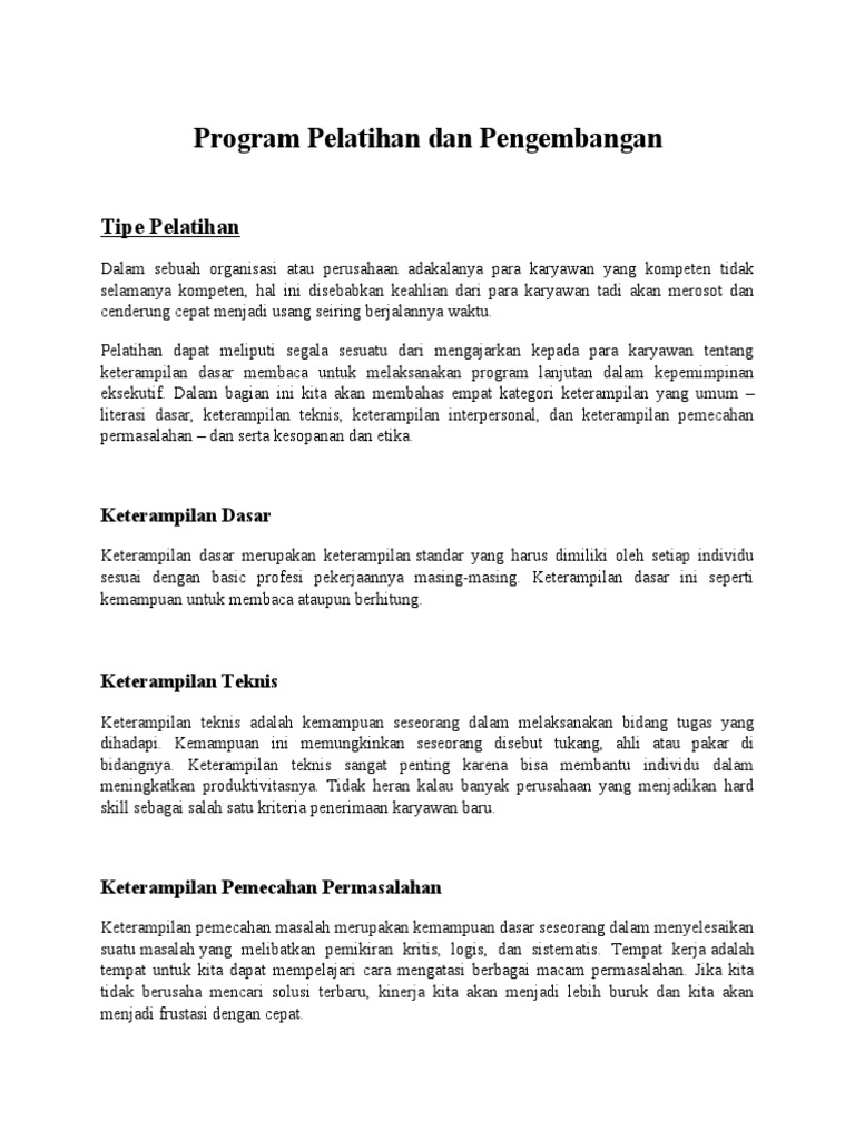 Keterampilan dan Metode Pelatihan Karyawan | PDF | Karier & Perkembangan
