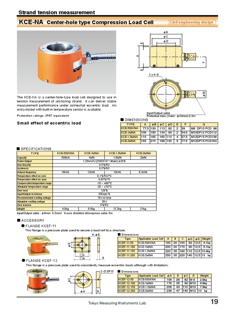 Kce-Na: Strand Tension Measurement Center-Hole Type Compression Load Cell | PDF | Electronics ...