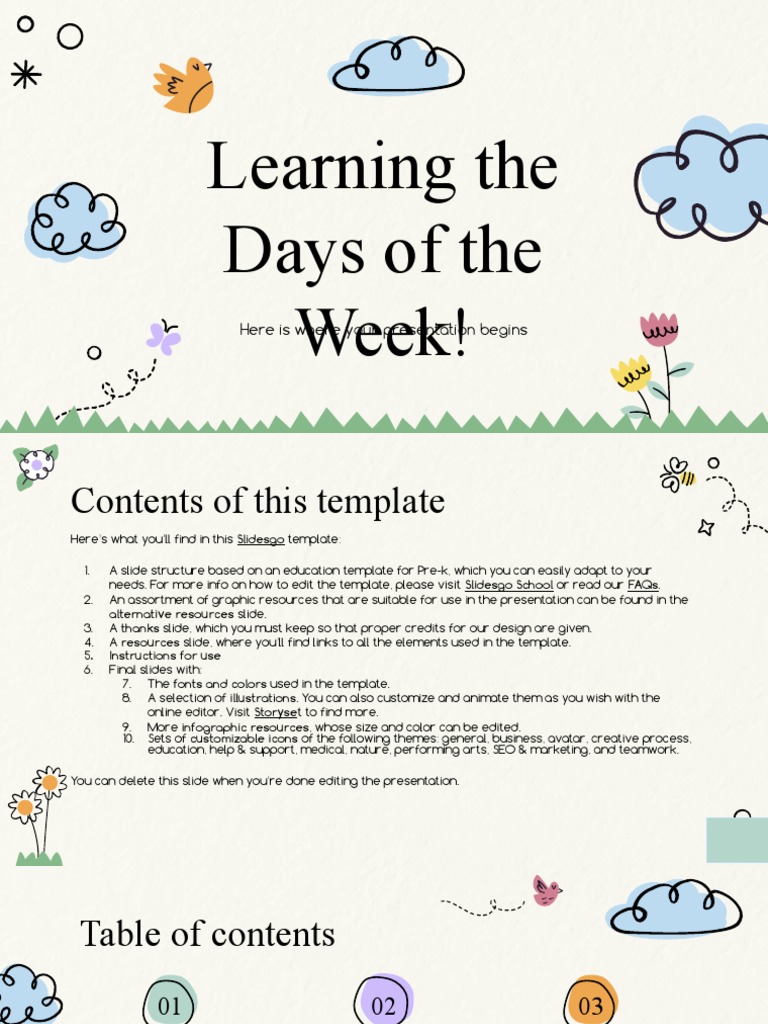 Days of the Week Presentation Template | PDF | Planets | Mercury (Planet)