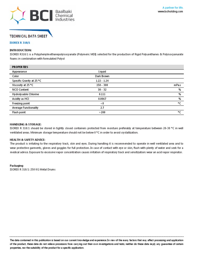 TDS Isorex R310-1 | PDF | Chemistry | Materials