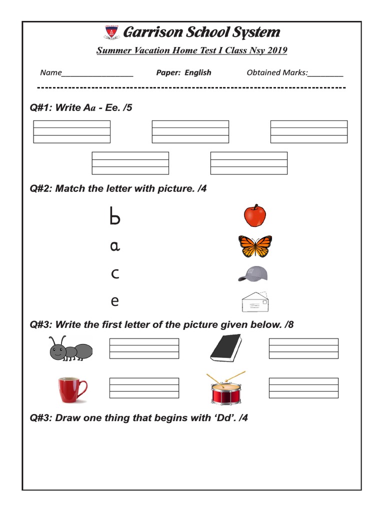 Garrison School System: Q#1: Write Aa - Ee. /5 | PDF
