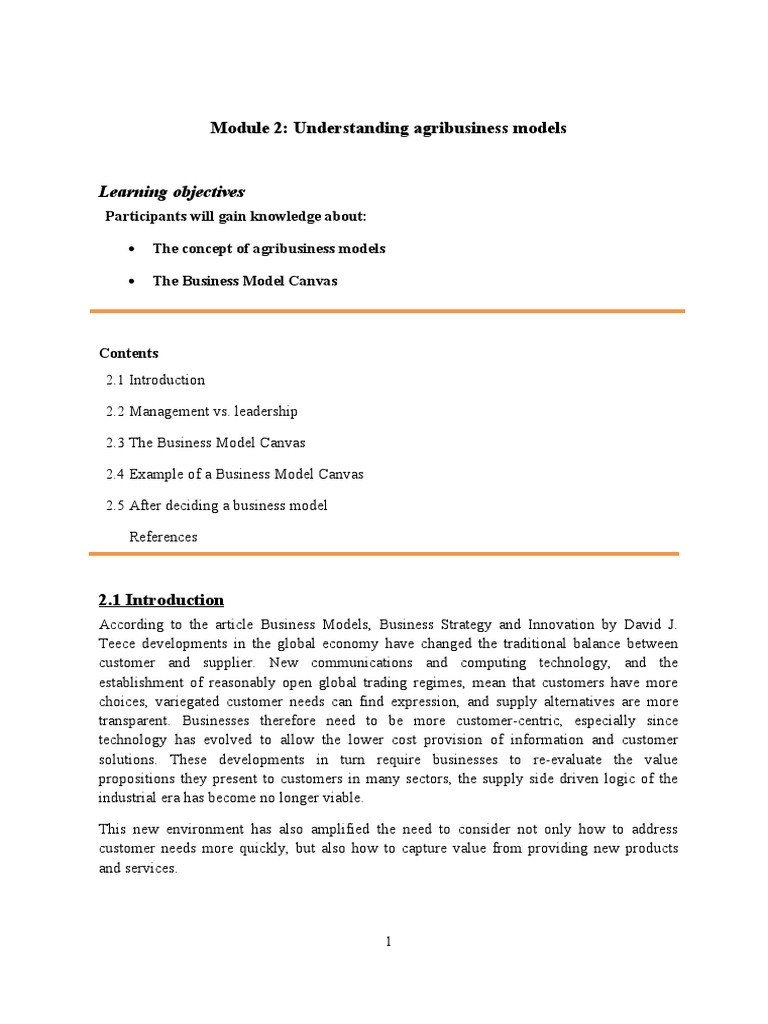 Module 2 Understanding Agribusiness Models | PDF | Business Model ...