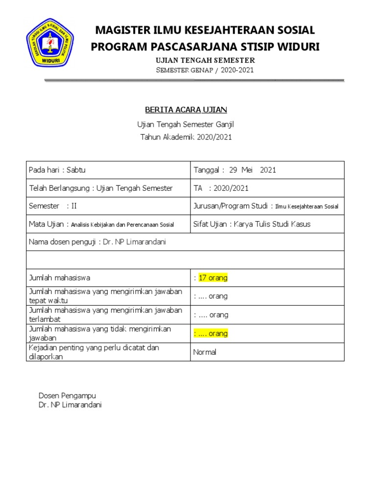 Draft Berita Acara Uts | PDF