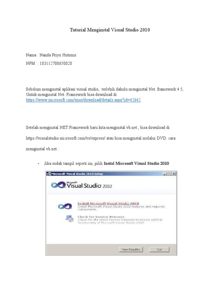 Tutor Install Visual Studio | PDF