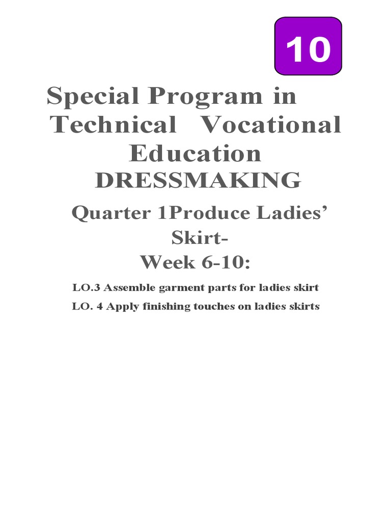 Grade 10 - Dressmaking Module For 2021 | PDF | Seam (Sewing) | Sewing ...