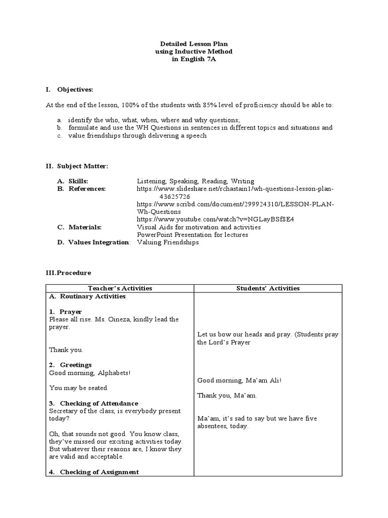 LP Using IP Approach | PDF | Question | Lesson Plan