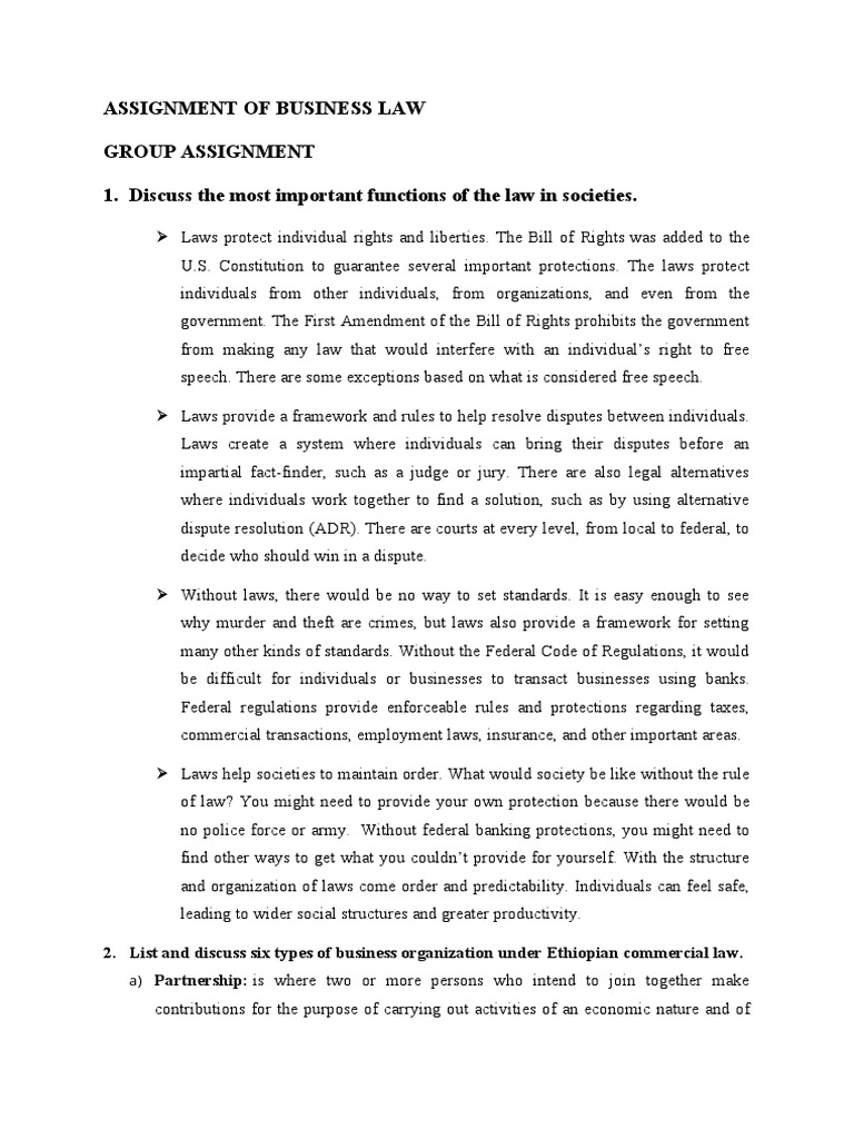 Business Law Assignment Overview | PDF | Partnership | General Partnership