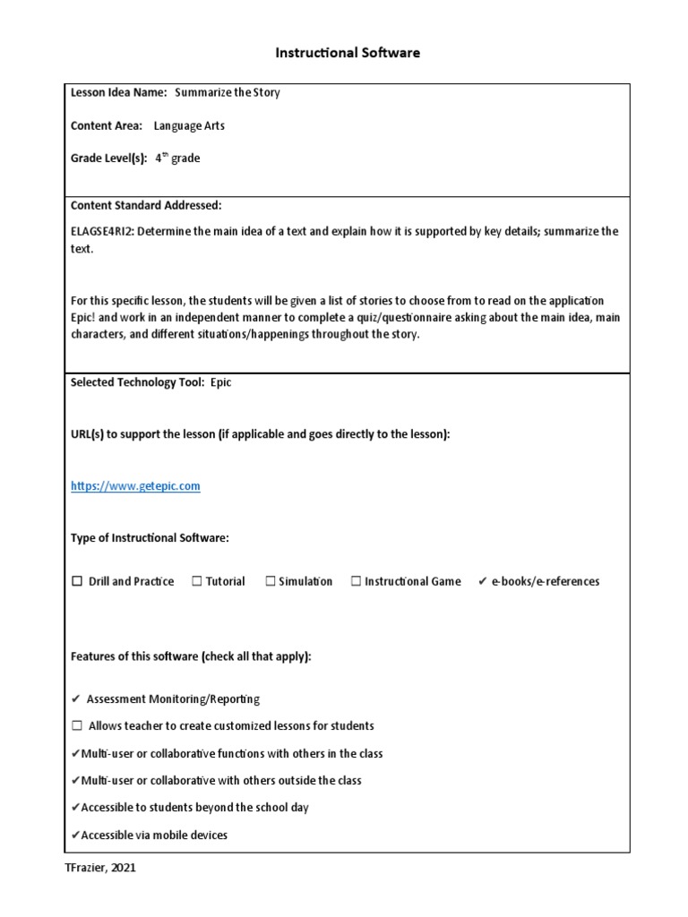m04 Instructional Software Lesson Idea Template 8 | PDF | Communication | Pedagogy