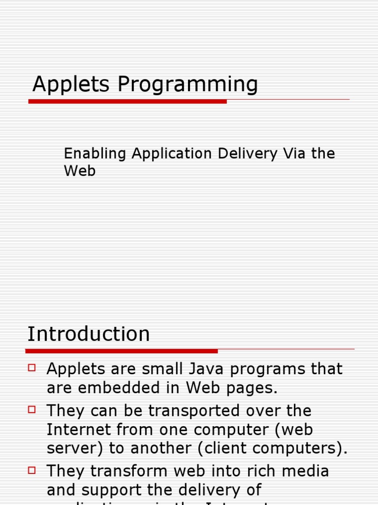 Applets Programming: Enabling Application Delivery Via The Web | PDF ... Applets Programming: Enabling Application Delivery Via The Web | PDF ...