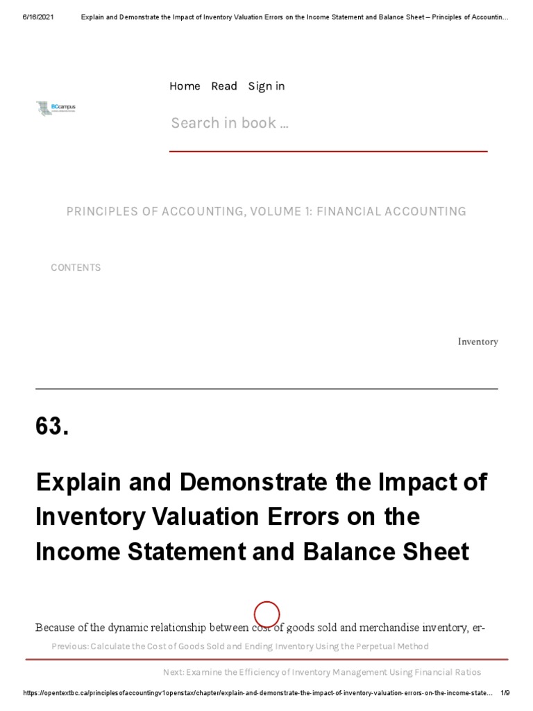 Impact of Inventory Valuation Errors | PDF | Inventory | Inventory ...