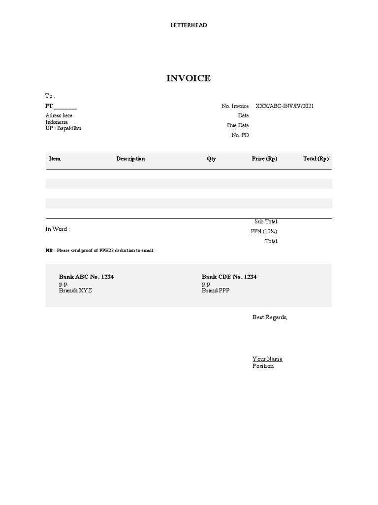 Invoice Template in English | PDF