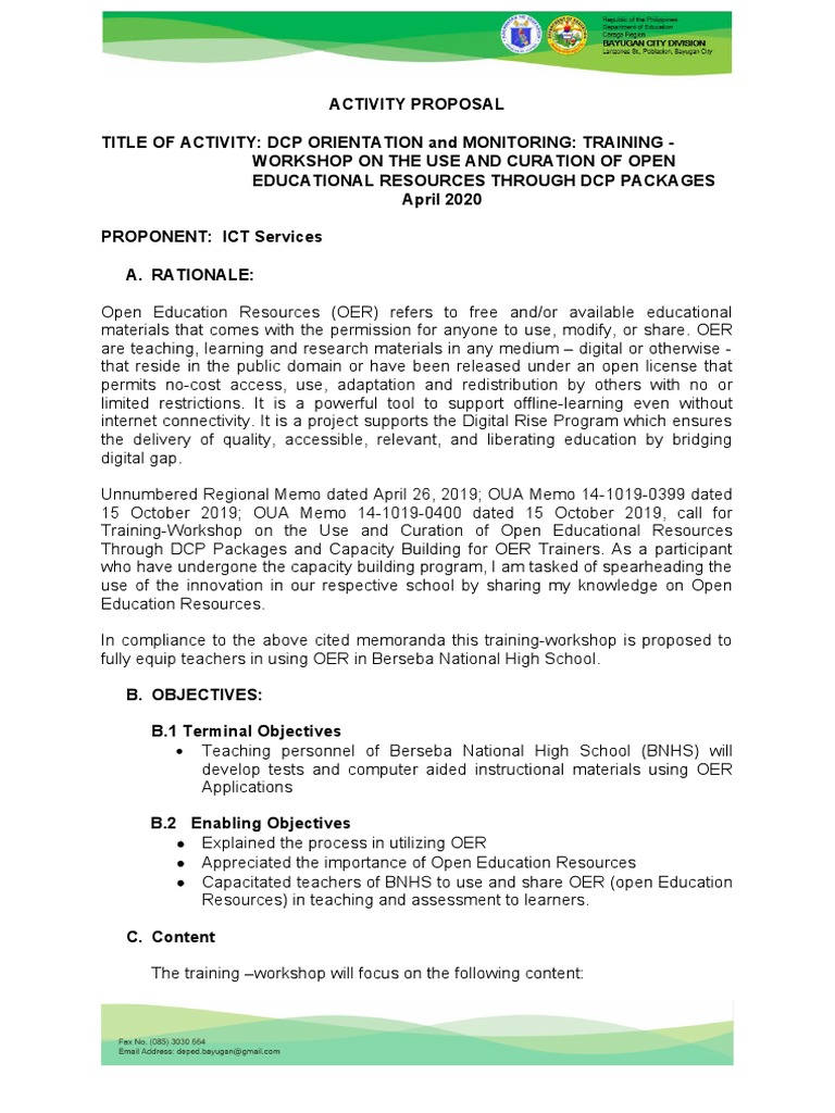 Proposal in Conducting ICT Training | PDF | Educational Technology ...