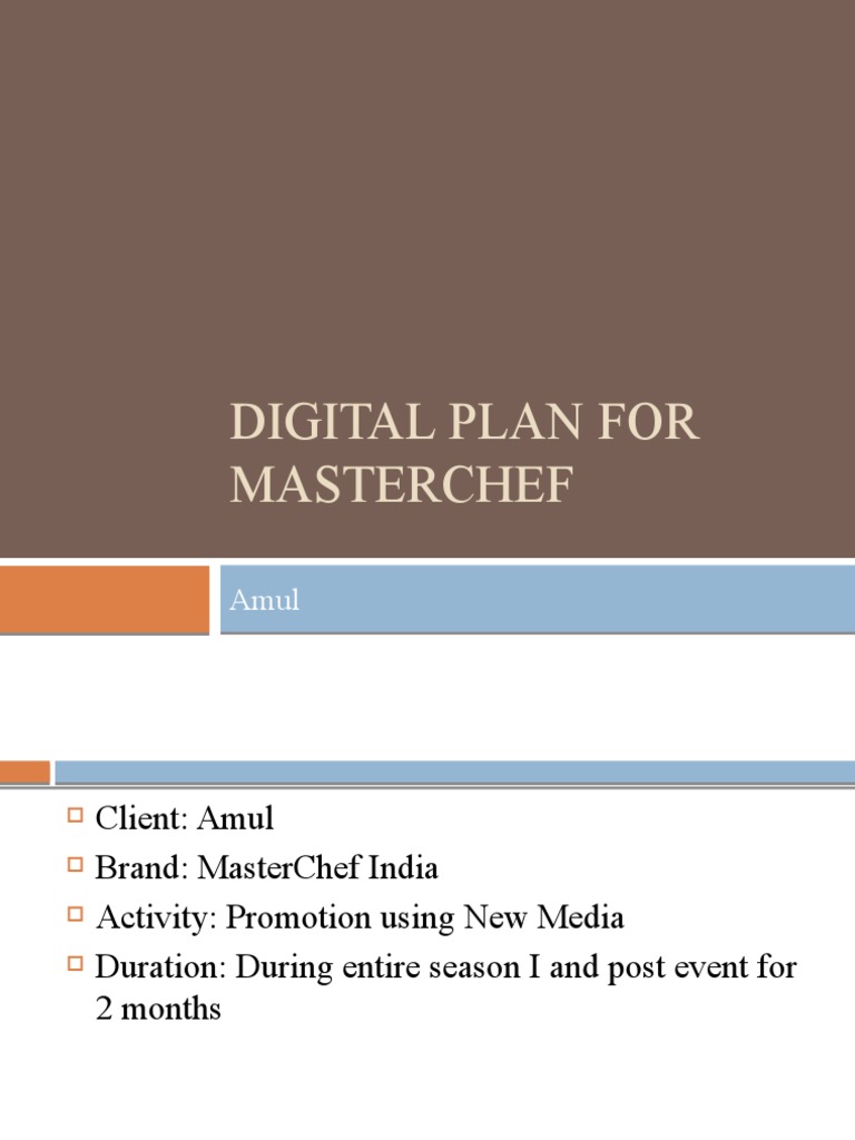 Digital Plan For MasterChef | PDF | Facebook | Audience Measurement